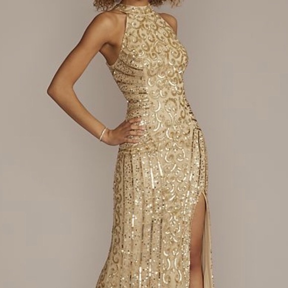 David's Bridal | Dresses | Davids Bridal Gold Gown | Poshmark